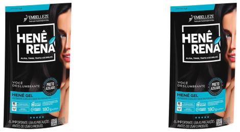 Hene em Gel Rená Preto Azulado (Preto Forte) 180gr Alisa, tinge e Da ...