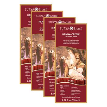 Henna Creme Surya Brasil Acaju Kit com quatro unidades - Henna para ...