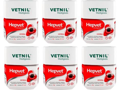 Hepvet Mastigáveis Vetnil - 30 Comprimidos - 6 Unidades - Ômega 3 para ...