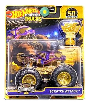 Hot Wheels Monster Trucks Gato Scratch Attack Beast Bashers - Mattel ...