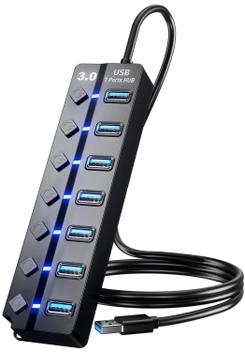 Hub USB 3.0 PANPEO Divisor de hub de dados USB de 7 portas com cabo de ...