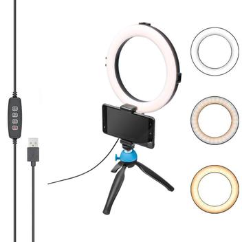 Iluminador Led Ring Light 20 cm 8 Polegadas Com Tripé de Mesa e Suporte ...