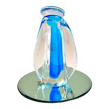 Imagem Nossa Senhora Murano 16cm c/Base Espelho Azul Cristal São Marcos ...