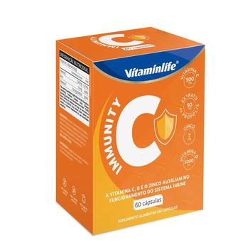 Immunity C Vitamina C + D + Zinco 60 Cápsulas Vitaminlife - Vitaminas A-Z - Magazine Luiza