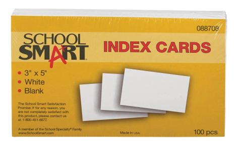 Index Card School Smart Blank Plain 3x5", branco, pacote com 100 - Boné ...
