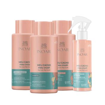 Inoar Meu Cacho Meu Crush Shampoo Condicionador e Creme de Pentear 500 ml e Fluído Ativador de ...