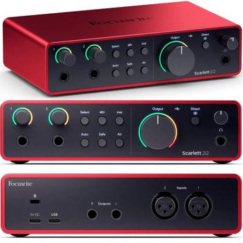 Interface de áudio Focusrite Scarlett 2i2 USB-c de 4ª ger - Interface ...