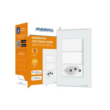 Interruptor novadigital zigbee tecla física 2 botões e tomada 10/20 a ...