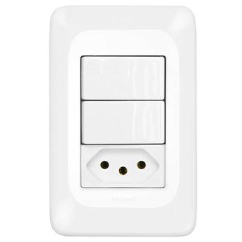 Interruptor Pial Pop 2 Tecla Simples + 1 Tomada 2P + T 10A com Placa ...