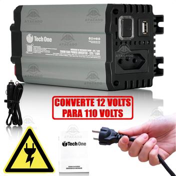 Inversor De Tensão 200W 12v P/ 110v Conversor de energia Entrada Usb Tech One - Inversor ...