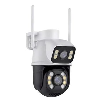 Ip Camera Externa Wifi Dupla Lentes 2 Em 1 Visao Noturna Cor Branco com ...