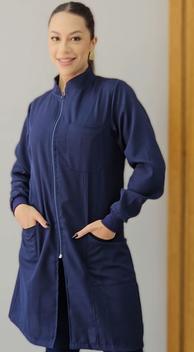Jaleco feminino oxford azul marinho ziper manga longa - CR CONFECÇÕES ...
