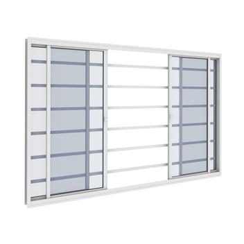 Janela Vitro 4 Folhas 1,50m x 1m Alumínio Branco Com Grade Horizontal ...