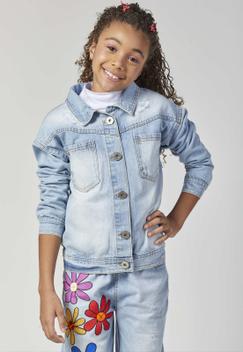 Jaqueta Jeans Infantil com Flores Mylu - Casaco e Jaqueta Infantil ...