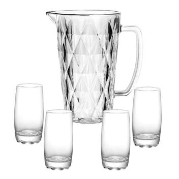 Jarra De Vidro Diamond Com 4 Copos Apolo Água Suco 1200ml - CLICK HOUSE ...