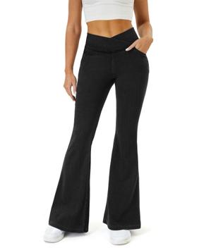 Jeans COPYLEAF Bell Bottom para mulheres de cintura alta, pretos ...
