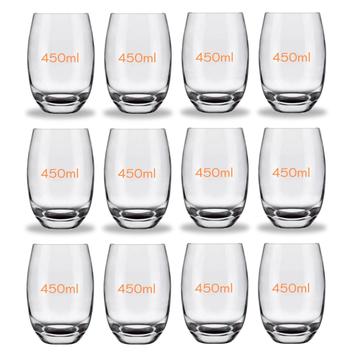Jogo 12 Copos De Vidro Drink Água Suco 450ml Resistente Oval - Casa Magni - Copo de Água / Suco ...