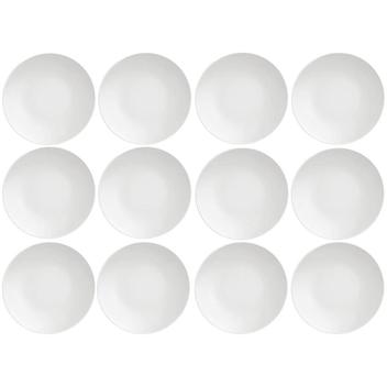 Jogo 12 Pratos de Porcelana Sobremesa Tramontina Leonora 19cm Brancos ...