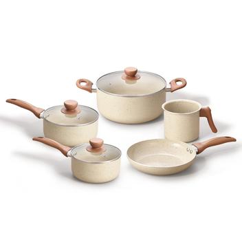 jogo 5 panelas antiaderentes de ceramica e aluminio bege - Oikos - Jogo ...