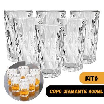 Jogo 6 Copos Diamante Suco Grosso Resistente Diamond 400ml - Click&Compre - Copo de Água / Suco ...