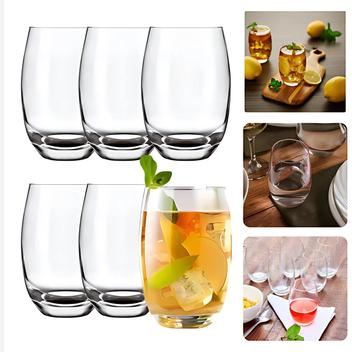 Jogo 6 Copos Vidro Premium Suco Agua Bebidas Drinks 490ml - Importado - Copo de Água / Suco ...