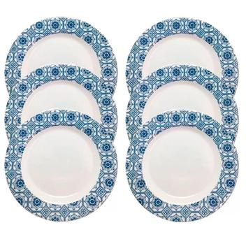 Jogo 6 Pratos Raso Melamina 25cm Branco - SK - Prato Raso - Magazine Luiza