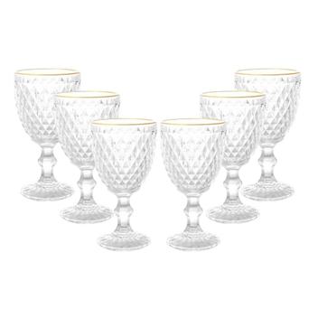 Jogo 6 Taças Transparente Com Borda Dourada 300ml, 330ml - homelandia ...