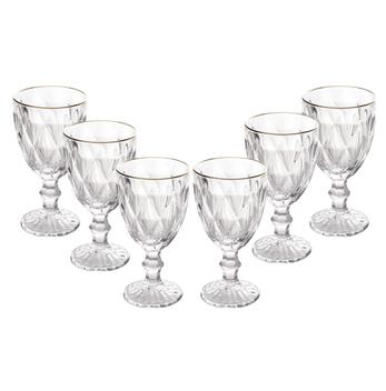 Jogo 6 Taças Transparente Com Borda Dourada 300ml, 330ml - homelandia ...