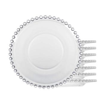 Jogo 8 Prato para Pão Sobremesa Cristal Transparente Pearl Bolinha ...