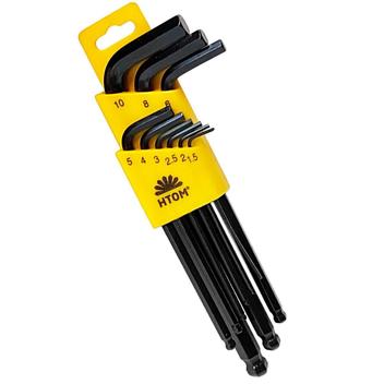 Jogo 9 Chave Allen Hexagonal Métrico Abaulada Longa Aço Cr-V - Htom ...