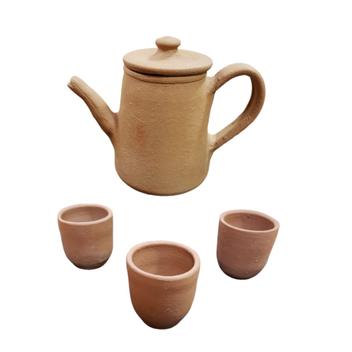 Jogo Bule + 3 Copinhos Em Argila Feito A Mão - Requinte Ateliê - Bules ...