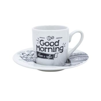 Jogo Café Da Manhã Xícaras & Pires Good Morning 80ml Coffee - 6 Pares ...