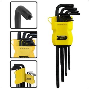 Jogo Chaves Longa Torque Torx 9 Peças Tipo L Kit Chave Alien Hexagonais ...