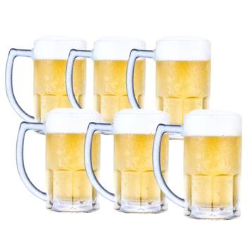 Jogo Com 6 Canecas De Chopp Com Alça 340ml Vidro Original - Caneca de ...