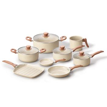 jogo com 8 panelas antiaderentes de ceramica e aluminio bege - Oikos ...