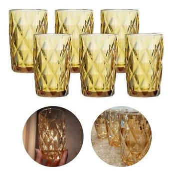 Jogo Conjunto Kit 6 Copos 350ml Vidro Grosso Diamond - conjunto copo 6 ...