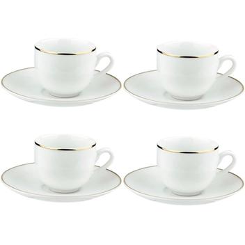 Jogo de 4 Xicara e pires para cafe Chá Legacy Gold em porcelana 220ml ...