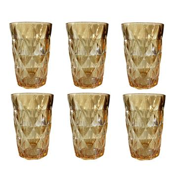 Jogo de 6 Copos Âmbar 350ml Elegância e Estilo para Sua Mesa - Prime ...