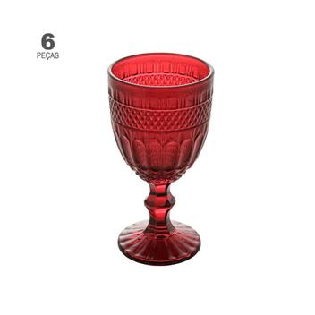 Jogo de 6 Taças Wolff Brand de Vidro Vermelho 345ml - Taça de Água ...