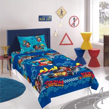 Jogo de Cama Infantil Mickey Rodas Lepper 02 Peças Microfibra - Jogo de ...