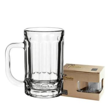 Jogo de caneca de vidro para chopp / cerveja com 2 peças grande 400ml ...