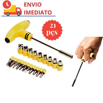 Jogo de Chave Fenda Philips Torque Filips Cabo tipo T 21 Peças - SQ Só ...