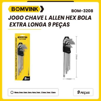 Jogo de Chaves Allen L Hexagonal Bola extra longa 9 Peças Ponta ...