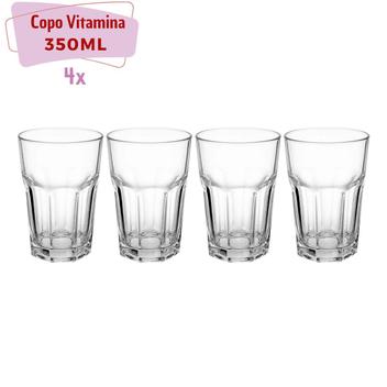 Jogo de Copos de Vidro para Suco e Smoothies 350ML - 4 Un - PRATICASA - Copo de Água / Suco ...