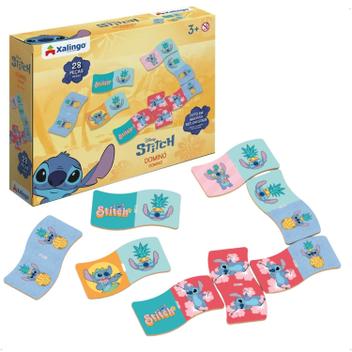 Jogo de Dominó Stitch com 28 peças em Madeira Disney Xalingo 1223.2 ...
