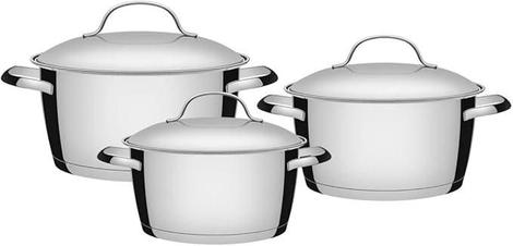 Jogo de Panela Allegra 3 Peças Inox - TRAMONTINA - Jogo de Panelas ...