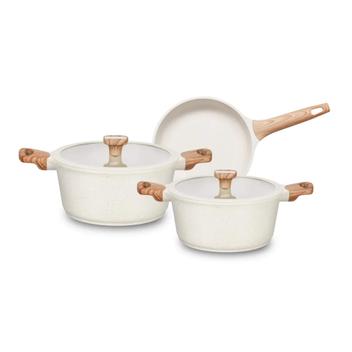 Jogo de Panelas 3 Peças Linha Titanium Natural cor Bege MTA - 8448 ...