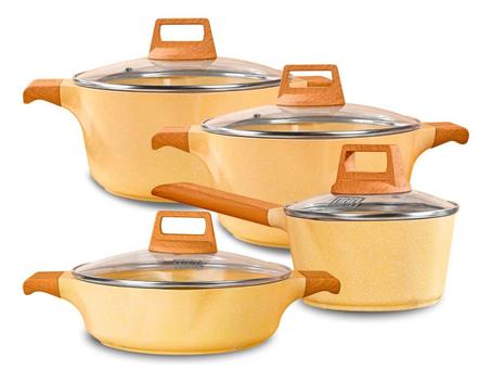 Jogo De Panelas Cerâmica Antiaderente Florença Amarelo - My Grace ...