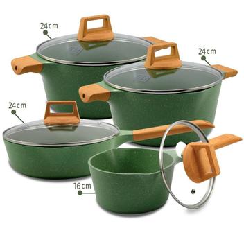 Jogo De Panelas Cerâmica Antiaderente Florença Verde 8 Peças - My Grace ...