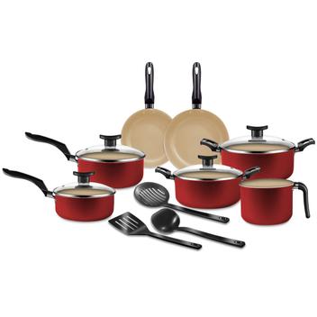 Jogo de Panelas D'Itália 10 Peças Cereja Tradizionale Teflon Com Tampa ...